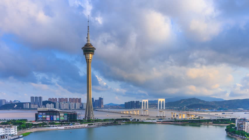 Stock video of macau tower and macau bridge landmark | 16779784 ...