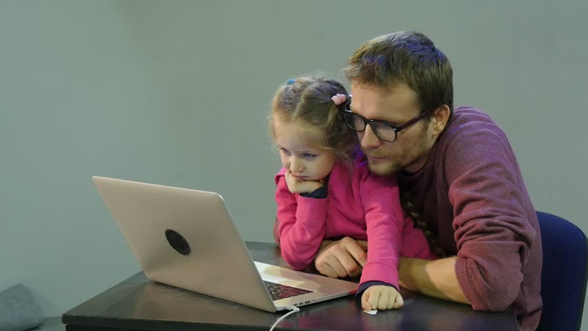 Children Play On The Computer. Two Small Children Understand As The ...