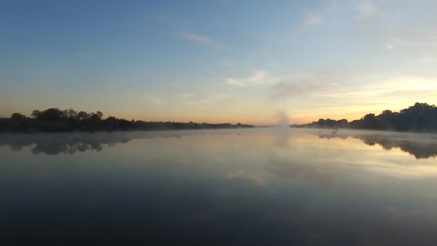 Fog and Mist over the lake landscape at Sunset image - Free stock photo ...