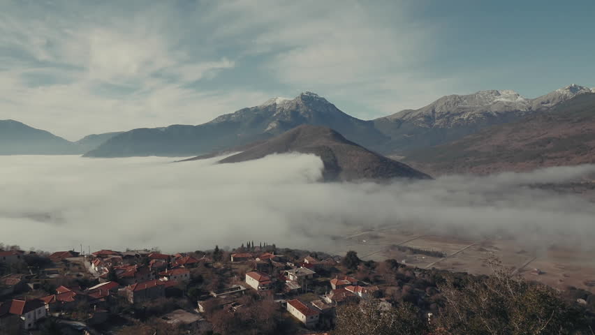 Greek Countryside Landscape Overview Mountains,skyline.A Locked Down ...