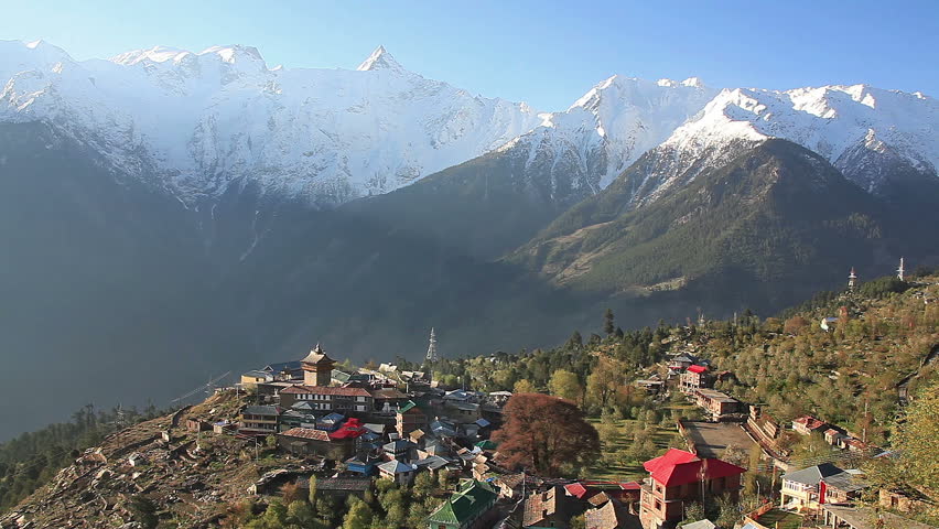 Stock Video Clip of Picturesque view of Kalpa village (2960 m ...