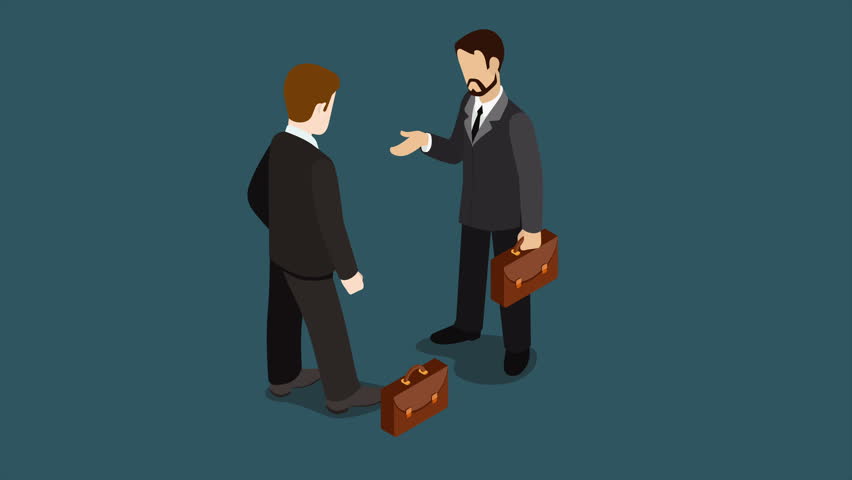 Animated Talking Businessmen Flat 3d Isometric Cartoon. Business ...