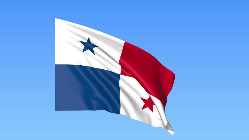 Flag Of Panama Gently Waving In The Wind. Seamless Loop With High ...
