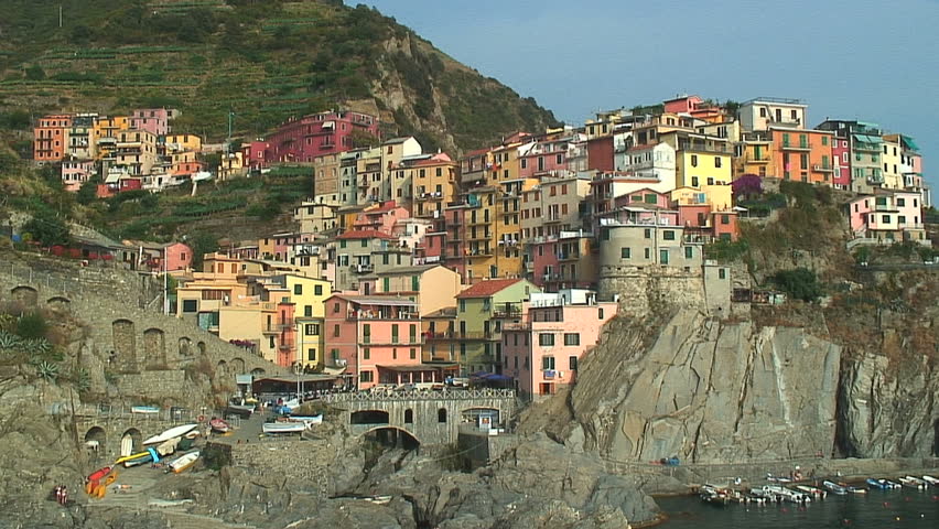 Zoom-in of Colorful Italian Village Stock Footage Video (100% Royalty ...