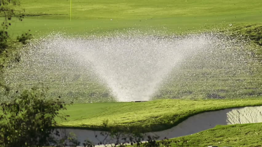 Golf Course Irrigation Spray Stock Footage Video (100% Royalty-free ...
