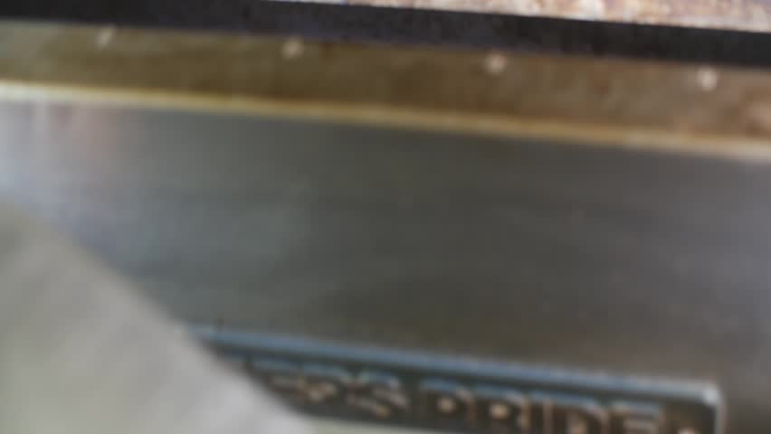 Slow Motion Close-up Of Drooping Slice Of Pepperoni Pizza Cooked In ...