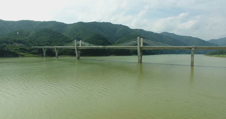 Long Bridge Over a River Stock Footage Video (100% Royalty-free ...