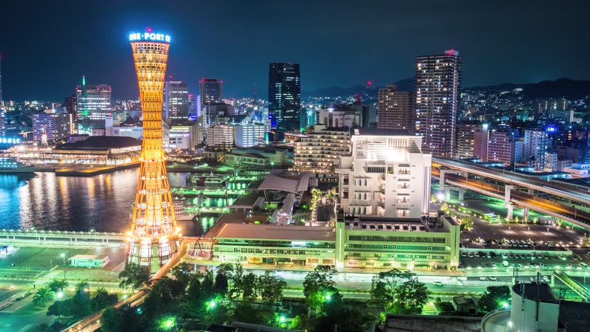 Kobe, Japan - Night Timelapse Stock Footage Video (100% Royalty-free ...