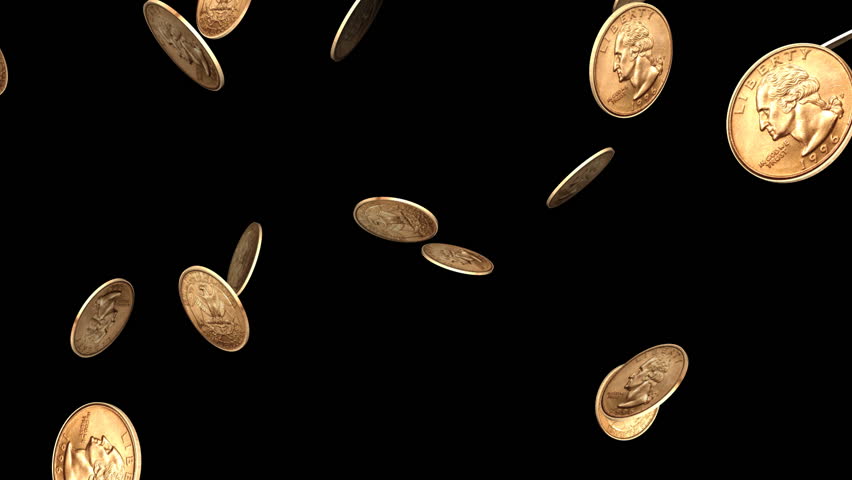 Looping--quarters Raining Down from Above Stock Footage Video (100% ...