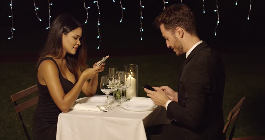 Man In Suit Takes Photo Of Beautiful Dinner Date Stock Footage Video ...