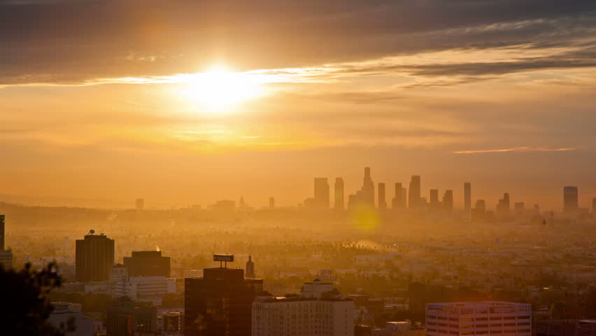 Sunrise Over Los Angeles. Timelapse. Stock Footage Video (100% Royalty ...
