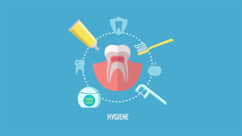 Teeth Care Checkup Label Animation. Smile With Dentist Tools Icons ...