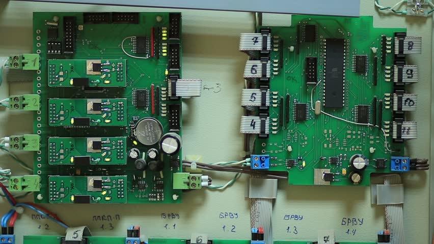 Green Computer Circuit Board With Electronics Components And Connectors ...