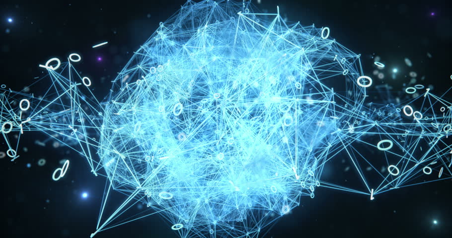 Growing From Left To Right Of Digital Circuit Network Of Glowing ...