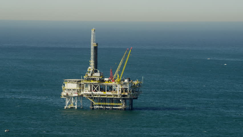 Oil Tower Inside The Ocean In Huntington Beach, California Stock ...