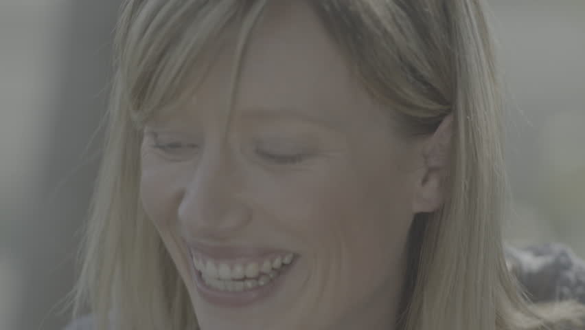 Close-up Shot Of Face And Eyes Of A Beautiful Girl, Feeling Shy And ...