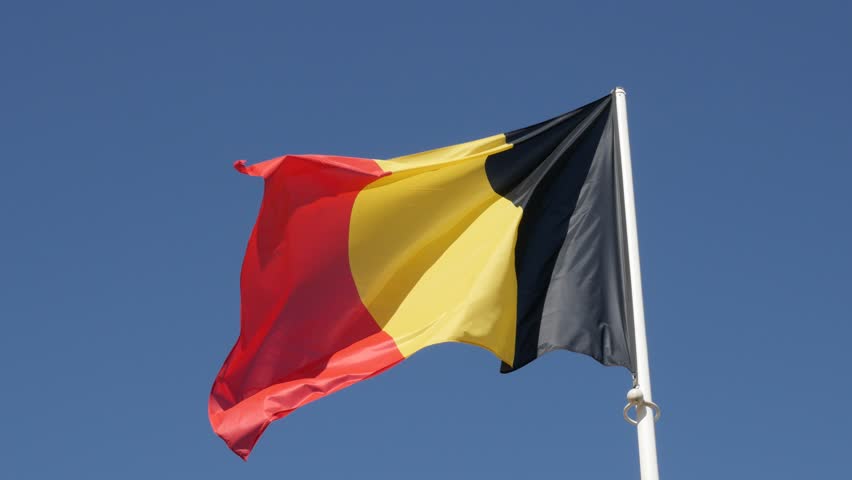 Tricolour Belgium Flag Against Blue Stock Footage Video (100% Royalty ...