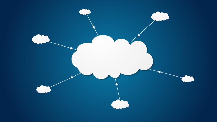 Animation Presents Icons Realted To Cloud Computing. Black And White ...