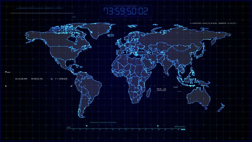 Hacker War Super Modern Digital Data Hacking World Map Simulation 4K ...