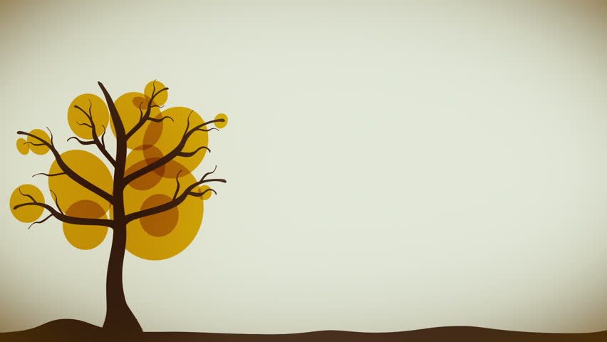 Abstract Tree Shaken By Wind. Lots Of Falling Leaves On White ...