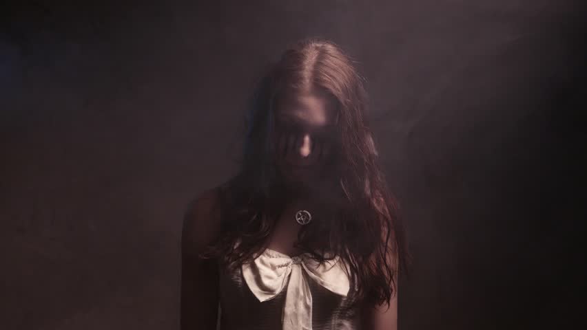 Scary Vampire Girl Looking Angry And Have A Sinister Look. 4K UHD Stock ...