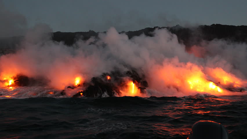 Lava Running in the Ocean Stock Footage Video (100% Royalty-free ...
