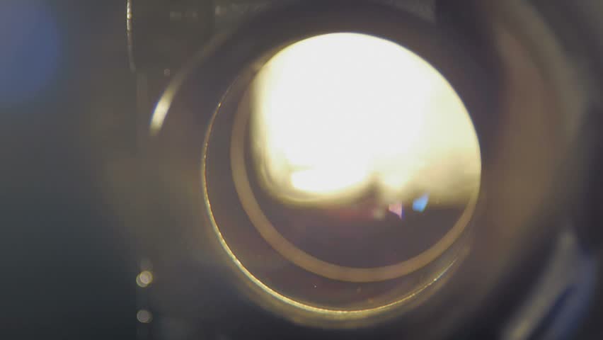 Front View Of 8mm Film Projector Lens In Action Stock Footage Video ...