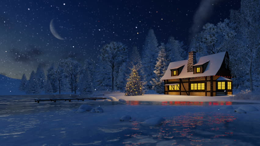 Nighttime Winter Village Scenes