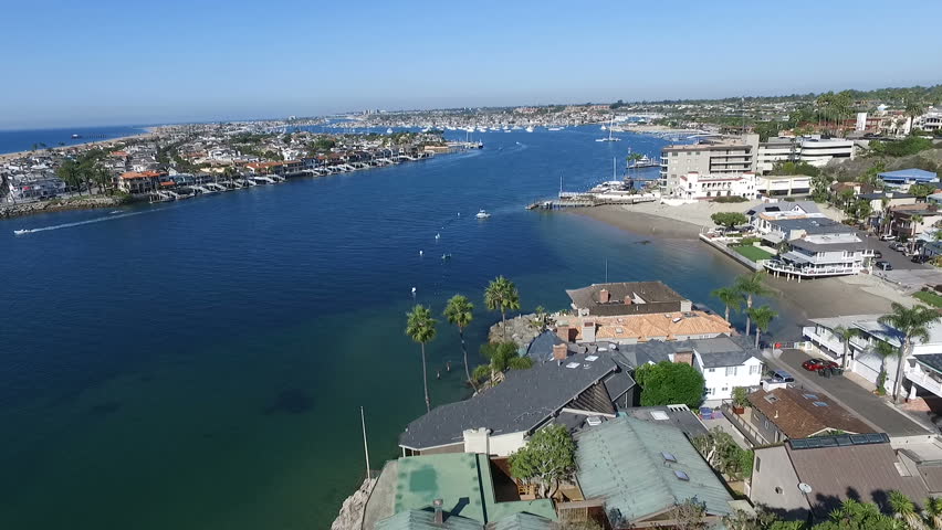 Newport Beach Harbor Aerial Stock Footage Video (100% Royalty-free ...