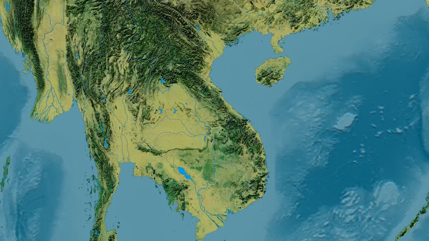 Thailand Extruded On The World Map. Rivers And Lakes Shapes Added. High ...