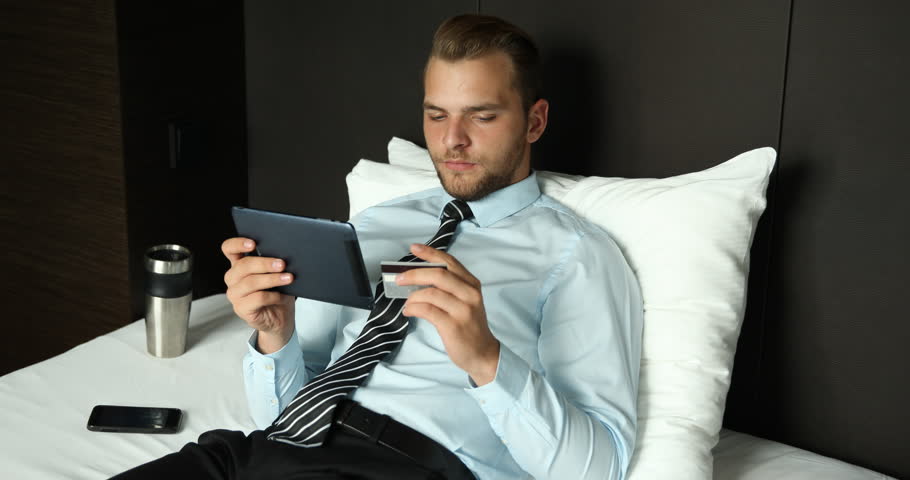 Cool Young Man Watching TV In Luxury Hotel Room - HD Stock Footage ...