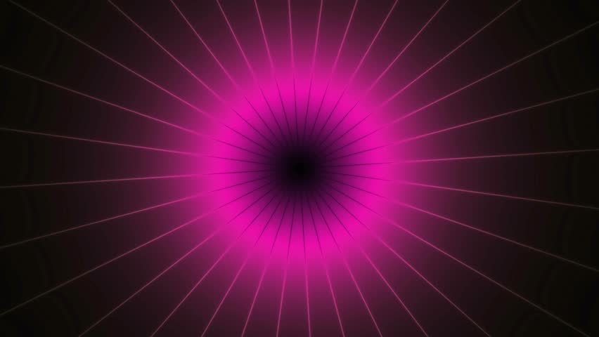 Turning Purple Pink Shinning Neon Spike Discs On Dark Background. Rich ...