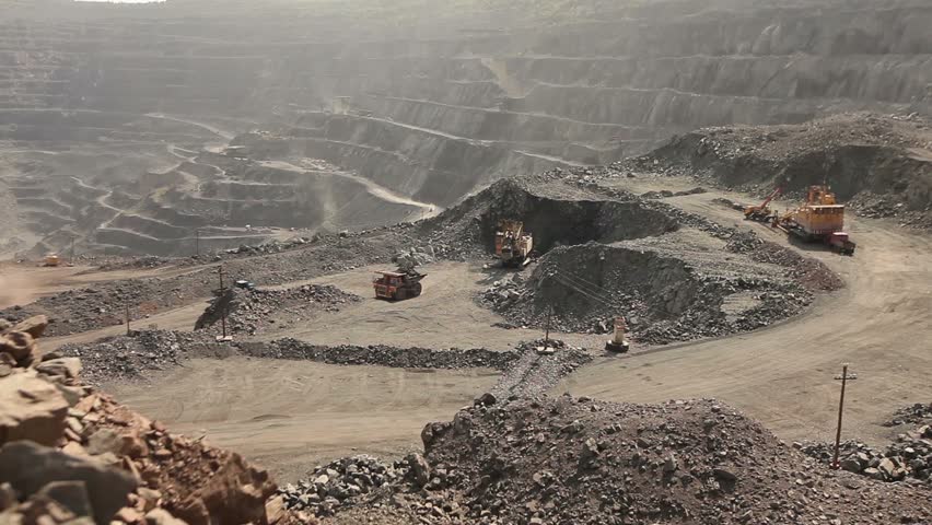 Large Iron Ore Quarry, Open Pit Iron Ore Mining, Working In A Quarry ...