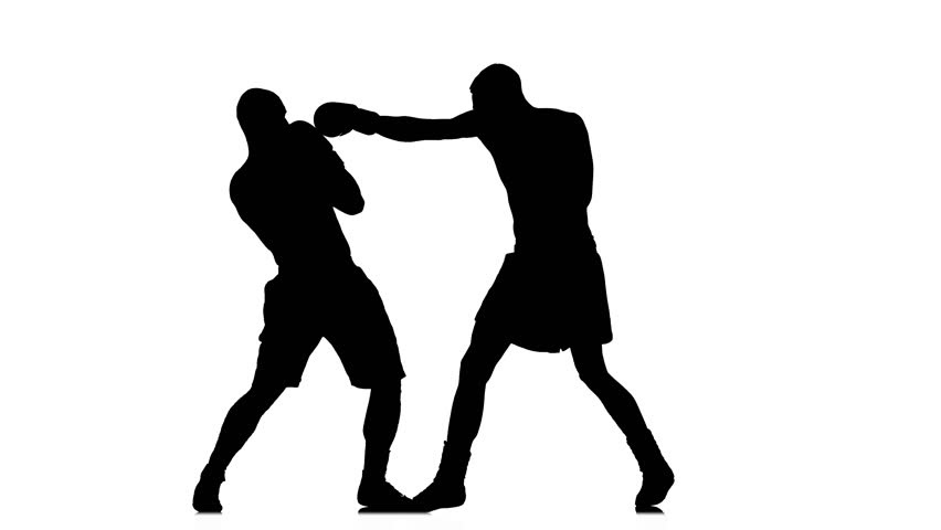 Non-contact Boxing. Silhouette On White Stock Footage Video (100% ...