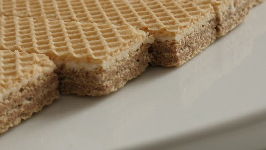 Israeli Type Wafer Pieces On Plate Close-up 4K 21560p 30fps UltraHD ...