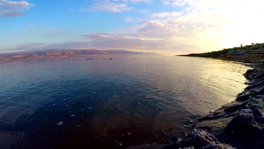 Dead Sea Shore with Mineral-rich Stock Footage Video (100% Royalty-free ...