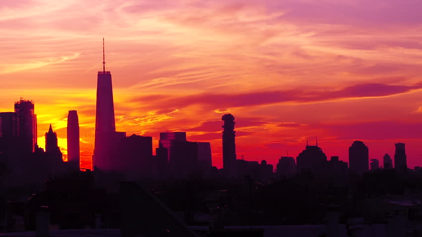 Purple and Orange Sunset Over Stock Footage Video (100% Royalty-free ...