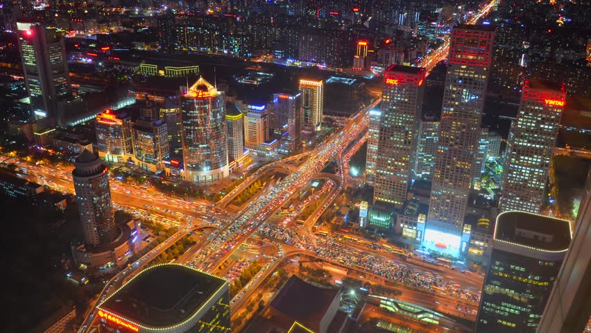 Road Junction Highway Night Illumination. Stock Footage Video (100% ...