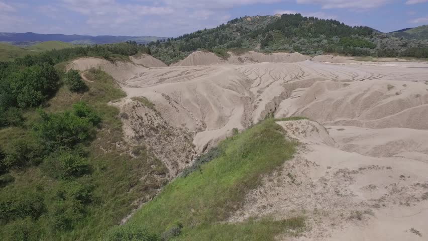 Aerial Shot Of Destructed Ground And Rocks After Mining Explosion Stock ...