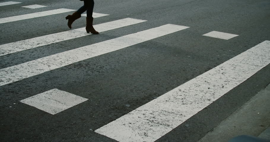 Different Types Of Transport Crossing Smooth Road. One-way Traffic ...