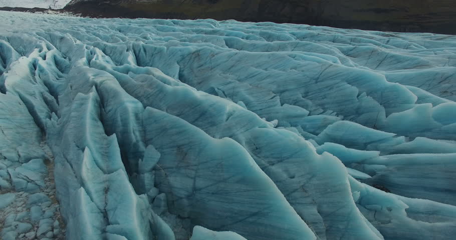 Aerial View Deep Crevasses Ice Blue Glacier, Arctic Region, USA ...