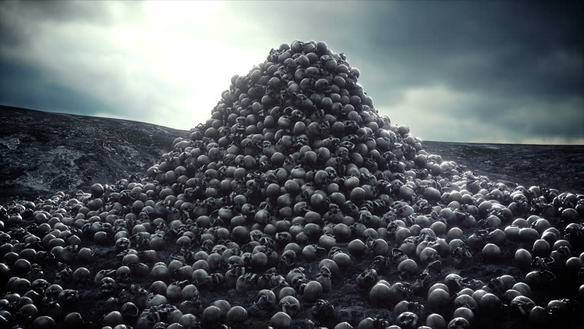 Pile Of Skulls. Apocalypse And Hell Concept. Realistic Cinematic 4k ...