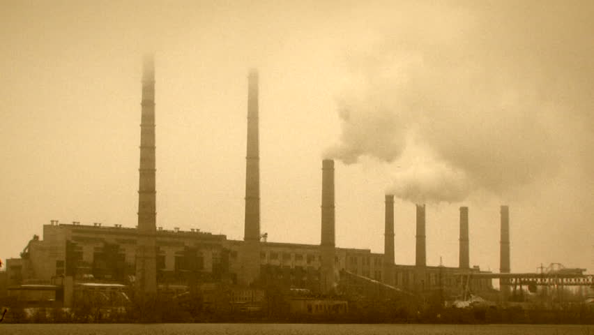 Factory Pipes Steam Into the Stock Footage Video (100% Royalty-free ...