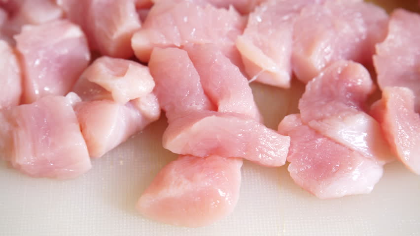 Rotating Raw Chicken Fillet (chopped) As Not Loopable 4K Footage Stock ...