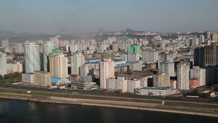 Elevated View Of Pyongyang Apartment Buildings, During The Afternoon ...