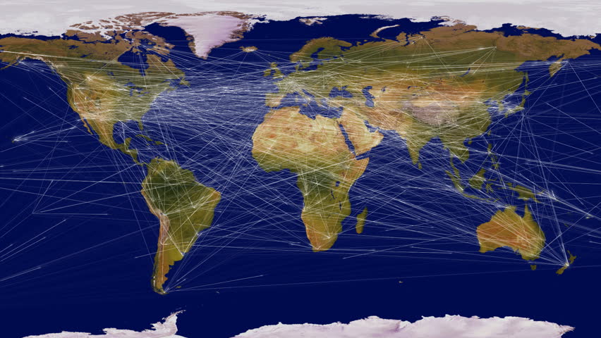 Stock video of visualization of communications traffic between the ...