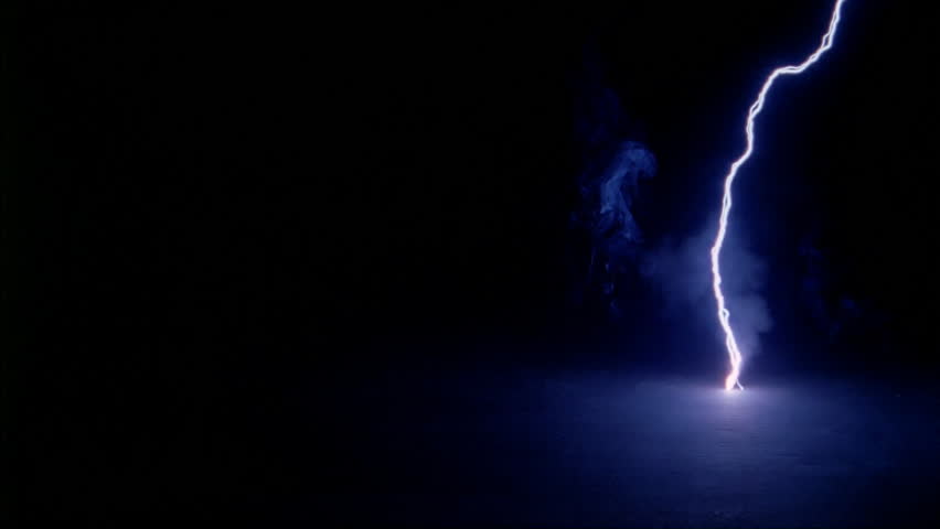 Overhead View Of Multiple Branching Lightning Effect Electric Arcs