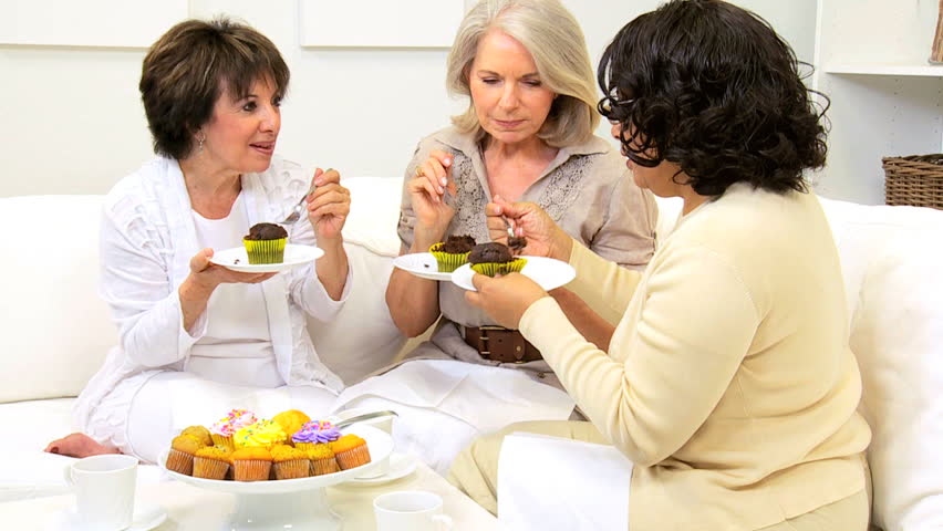 Happy Older Ladies Indulging Tea And Cakes Afternoon Tea Party Stock ...