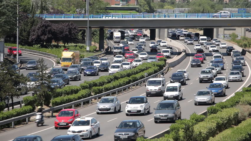MADRID, SPAIN 09 MAY 2017: Highway Car Traffic, M 30 Madrid Stock ...