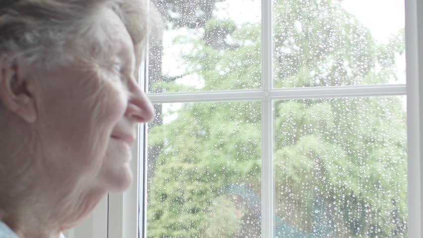 Sad Tearful Teenage Girl Says Goodbye To Her Mother Through Window Pane ...